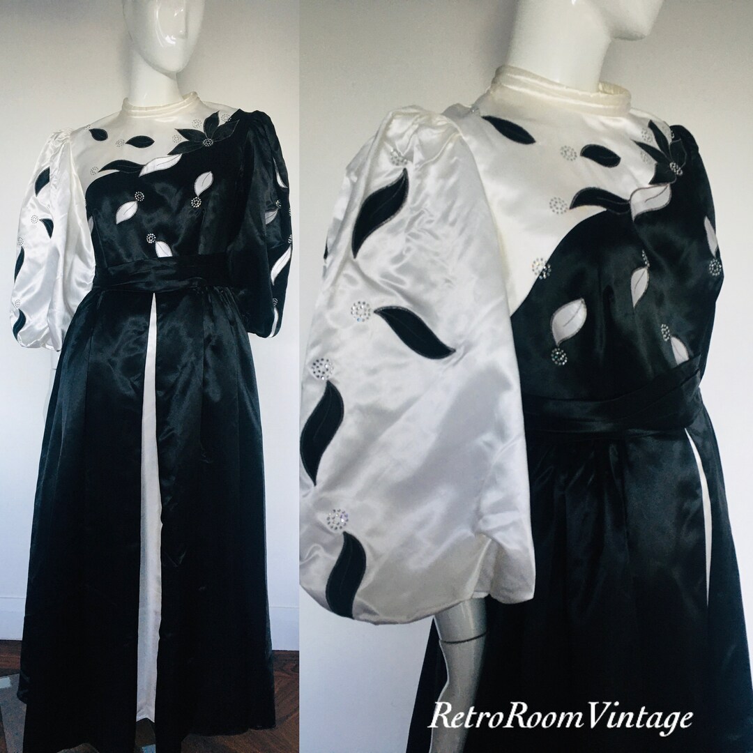 Dramatic 1980s Monochrome Evening Dress Uk Size 10 - Etsy
