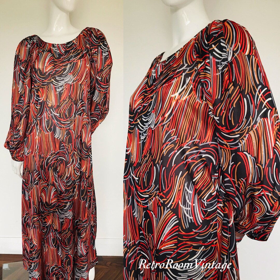 1960s 1970s Splash Print Dress Uk Size 14 - Etsy