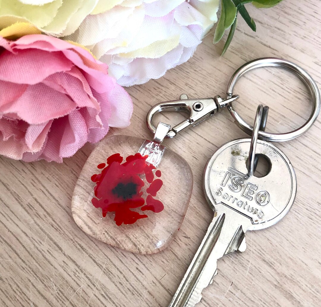 Poppy Keyring, Sympathy Gift, Fused Glass - Etsy