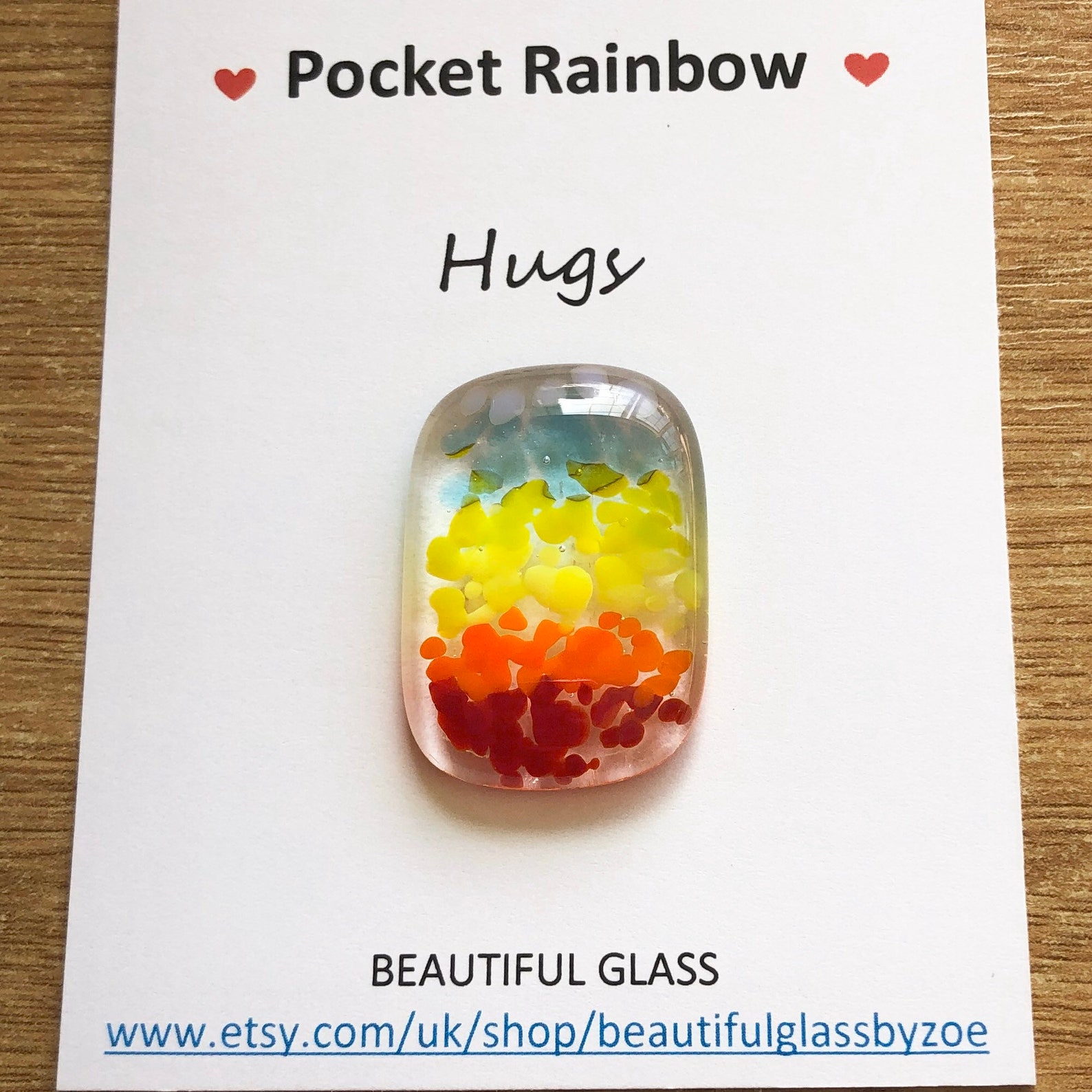 Rainbow Pocket Hug Fused Glass Keepsake Love Token Sympathy - Etsy UK