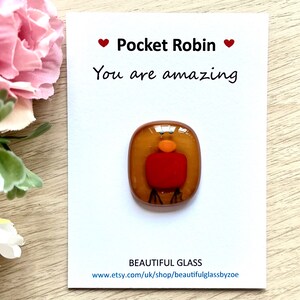 Fused Glass Pocket Robin: Sentimental Keepsake Gift - Etsy UK