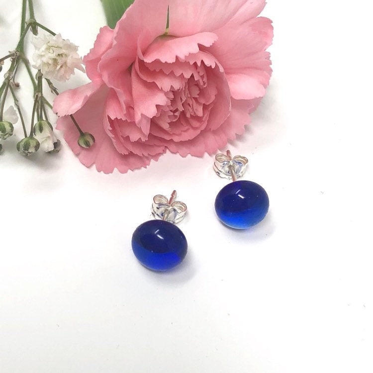 Bright Electric Blue Earrings Cobalt Blue Translucent Glass - Etsy UK