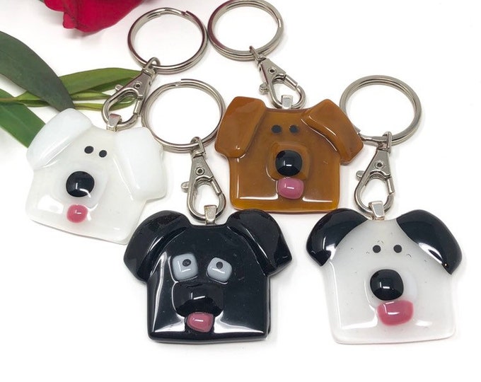 Dog Keyring Pet Lover Gift Small Present Fused Glass - Etsy UK