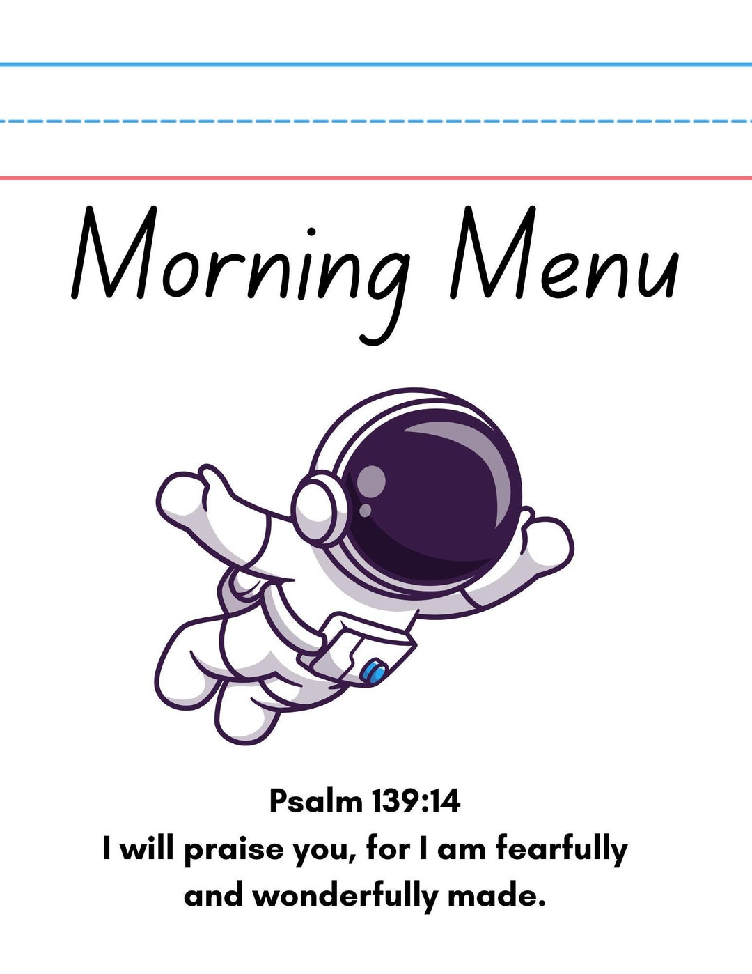 Space Theme Morning Menu Pre-k and K - Etsy
