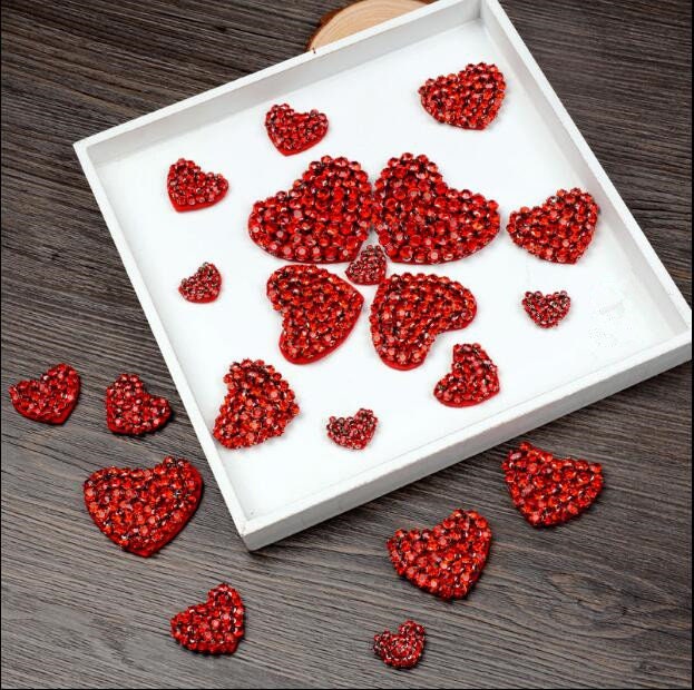 2PCS Rhinestone Embroidered Red Heart Applique Sew On | Etsy