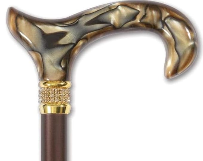Bronze Pearl Diamond With Gold Rhinestones Cane, Non-folding, Elegance ...