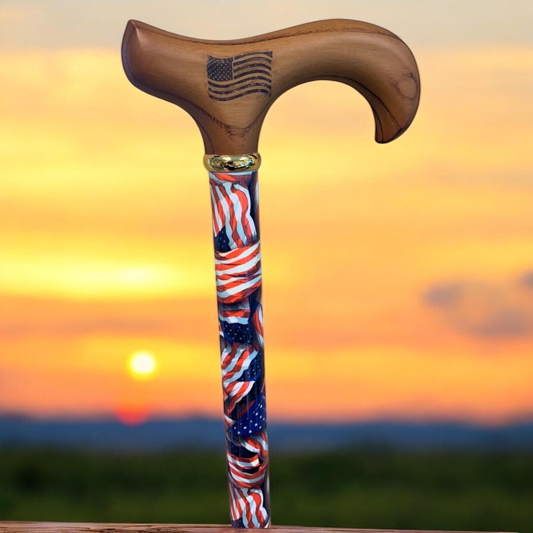 USA Flag Walking Cane: Custom Aluminum Offset Adjustable Cane - Etsy