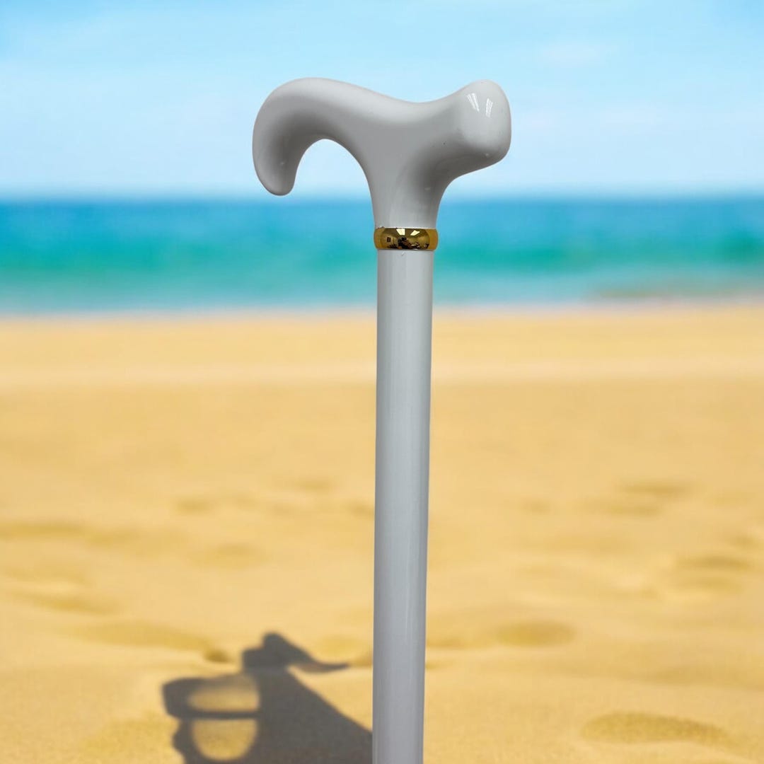 White Folding Walking Cane: Adjustable Aluminum, Derby Handle - Etsy