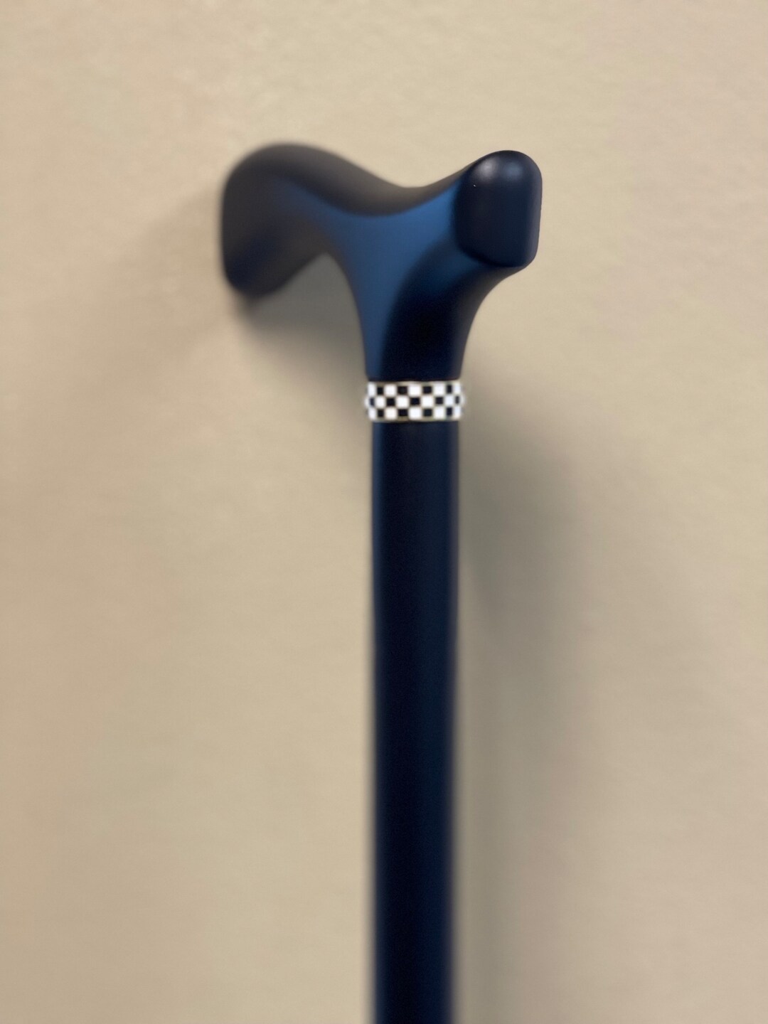 Maple Wood Walking Cane: Black Satin Finish, Checkerboard Band - Etsy