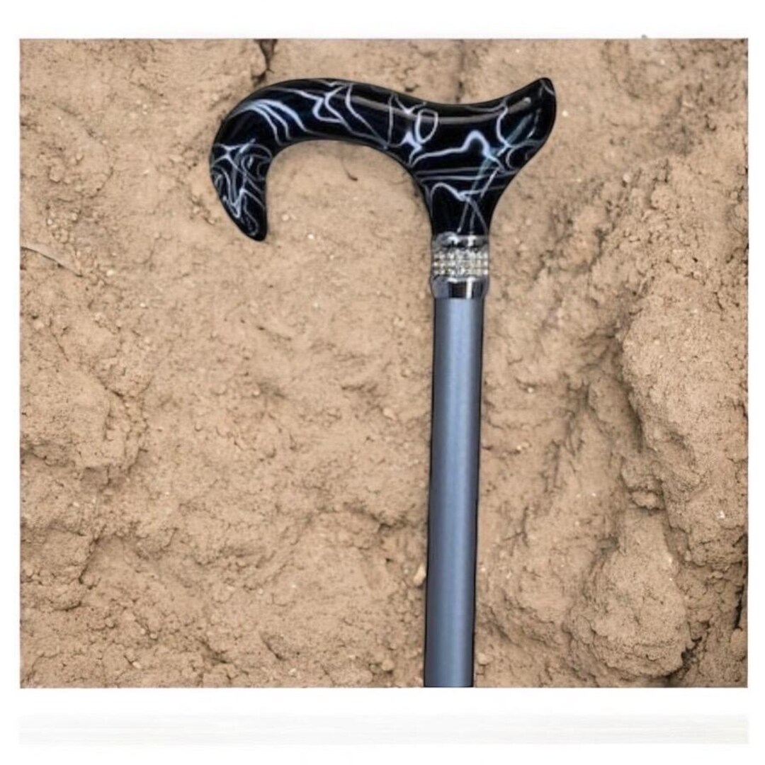 Grey Elegance Fashion Cane With White Rhinestones, Black Acrylic Handle ...