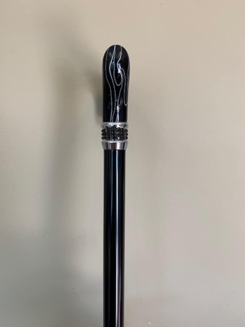 Black Pearl Rhinestone Walking Cane Black Rhinestones: Elegant Fashion ...