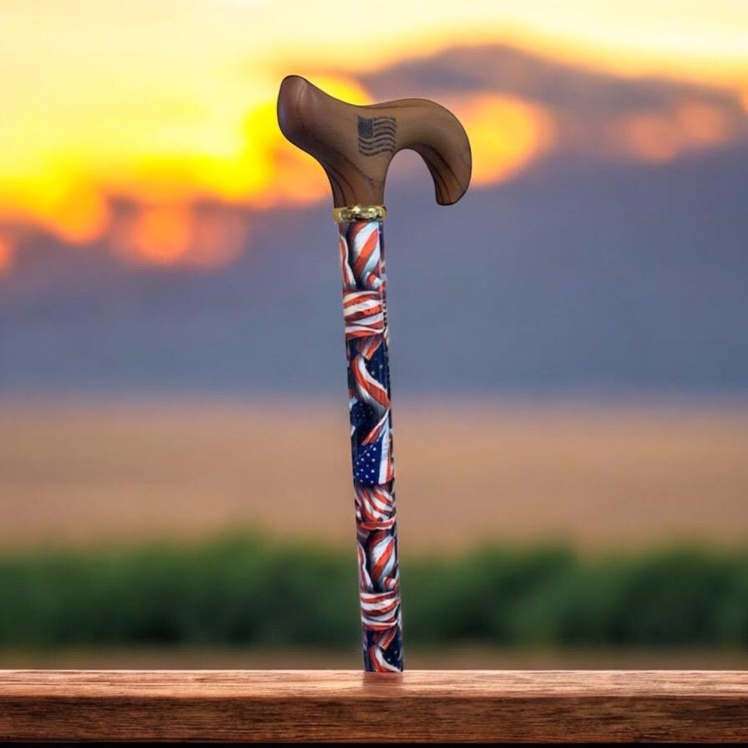 USA Flag Walking Cane: Custom Adjustable Derby Cane - Etsy