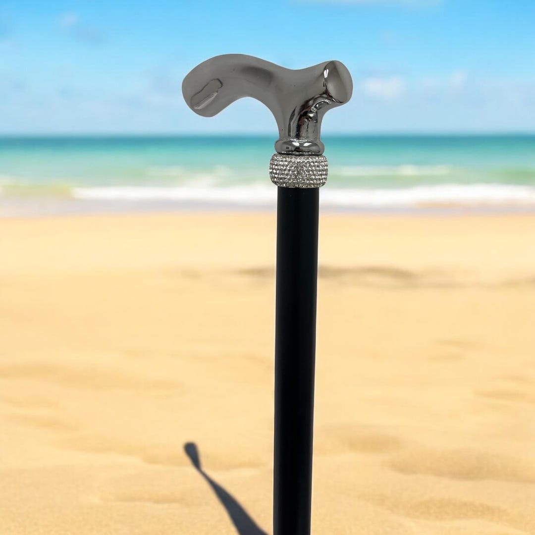Silver Chrome Handle With Diamond Crystals Cane, Canes, Walking Cane ...