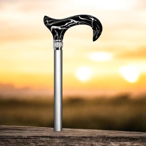 Grey Elegance Fashion Cane With White Rhinestones, Black Acrylic Handle ...