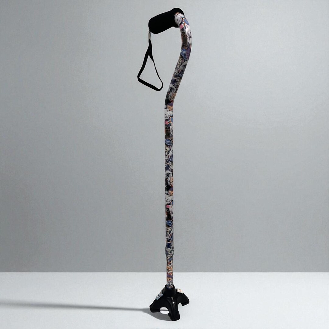 Offset Cats Walking Cane: Adjustable Aluminum, Custom Cat Tip - Etsy