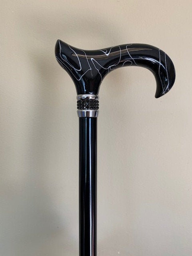Black Pearl Rhinestone Walking Cane Black Rhinestones: Elegant Fashion ...