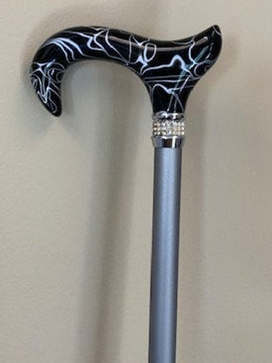 Grey Elegance Fashion Cane With White Rhinestones Black - Etsy