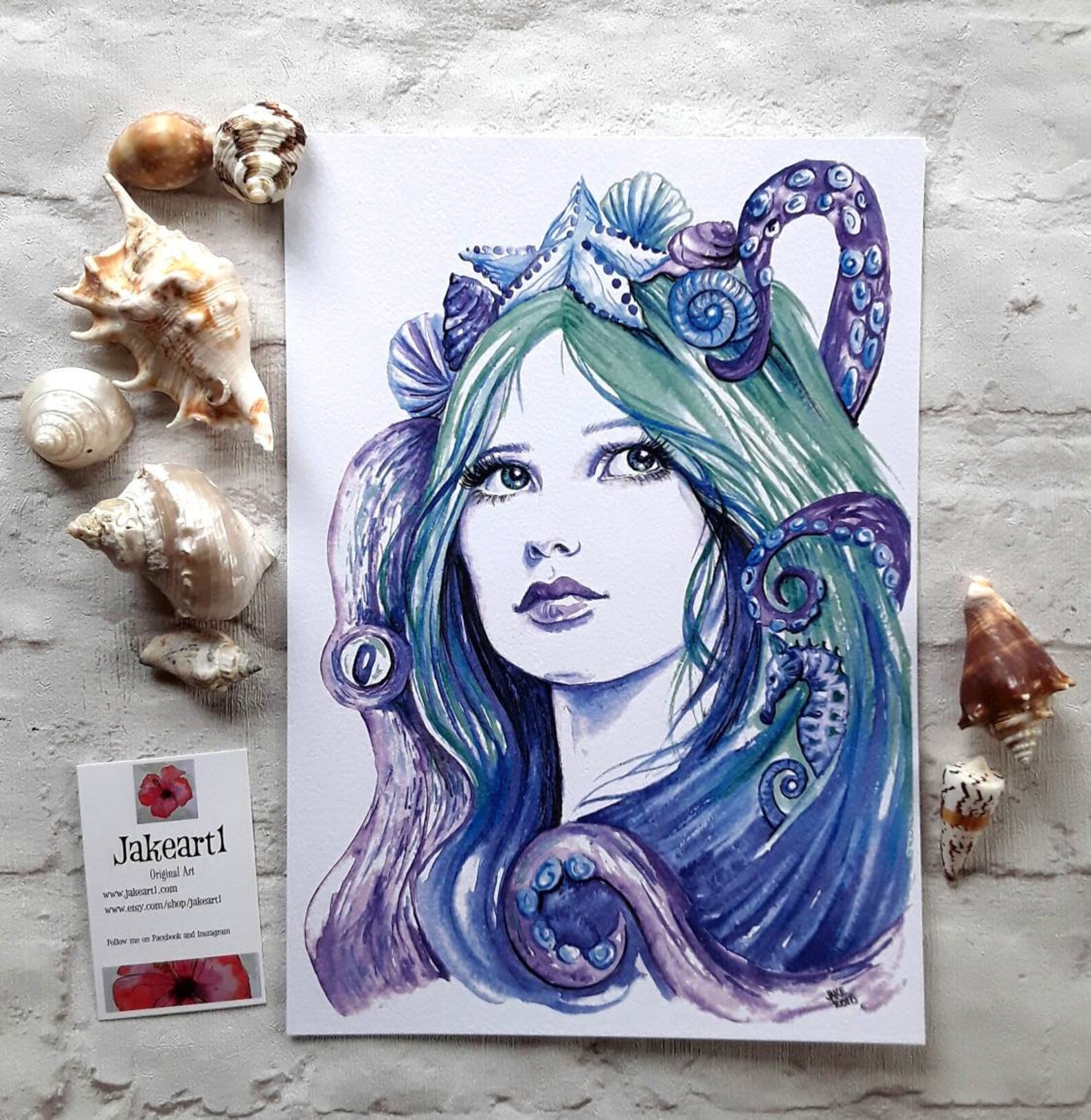 Sea Goddess Fantasy Original Art Print Wall Art - Etsy