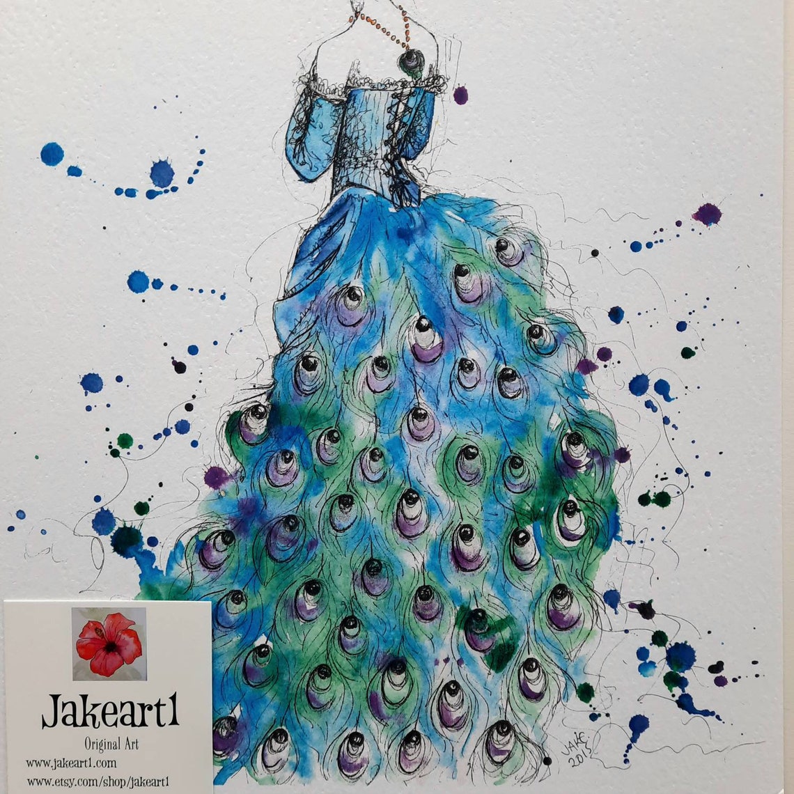 Peacock Princess Fantasy Original Art Print - Etsy UK