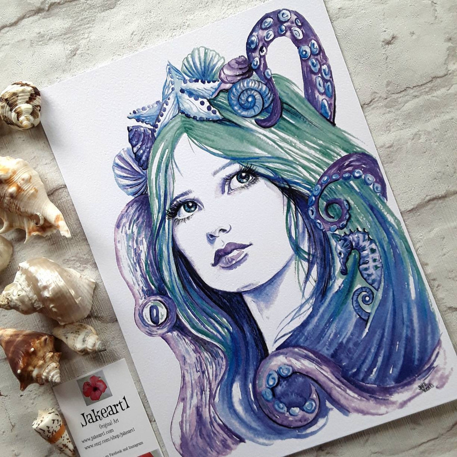 Sea Goddess Fantasy Original Art Print Wall Art - Etsy