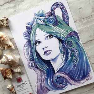 Sea Goddess Fantasy Original Art Print - Etsy