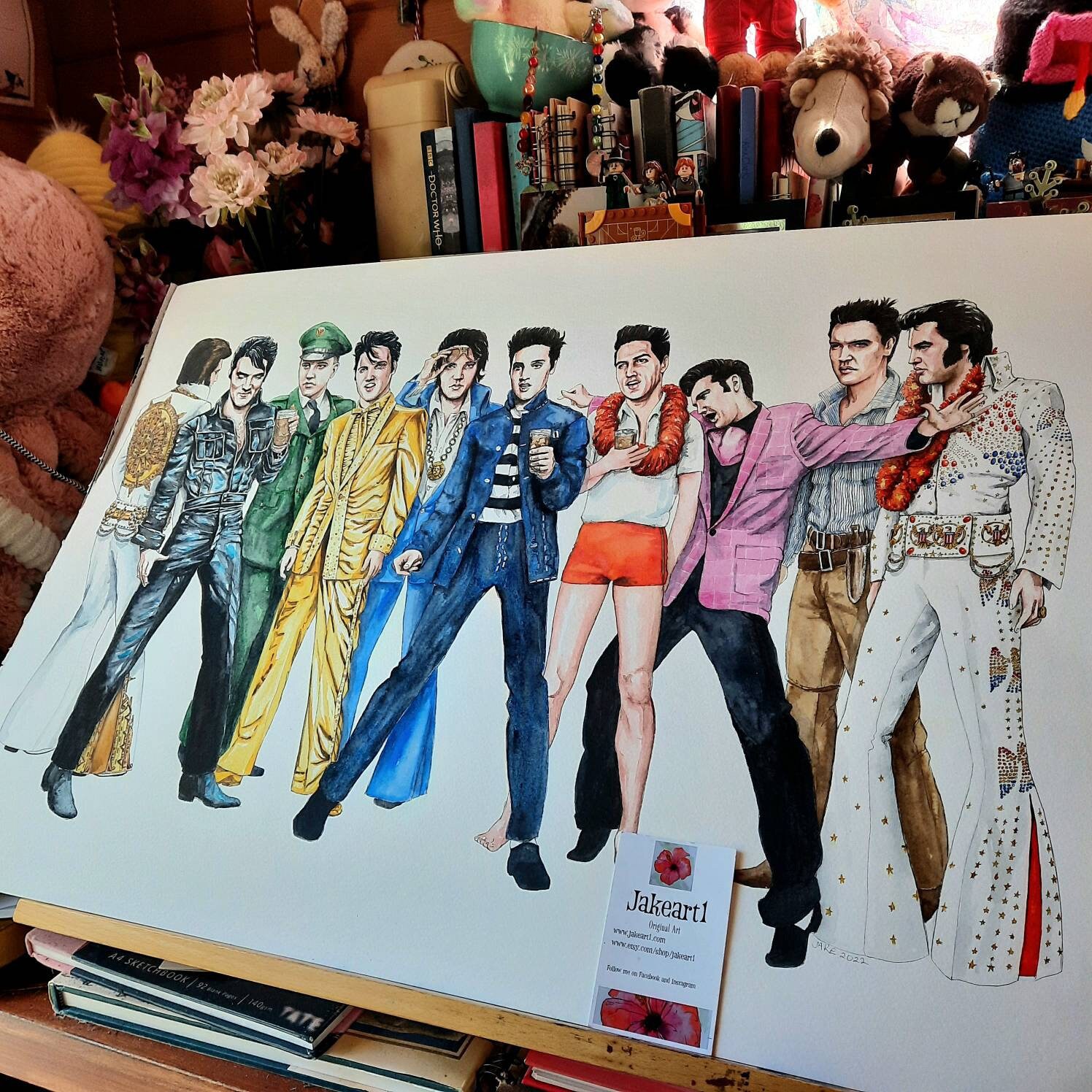 Elvis Presley Iconic Outfits Original Art Print - Etsy UK