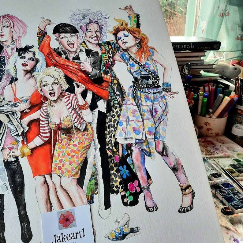 Cyndi Lauper Iconic Outfits Party Original Art Print - Etsy