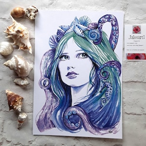 Sea Goddess Fantasy Original Art Print - Etsy