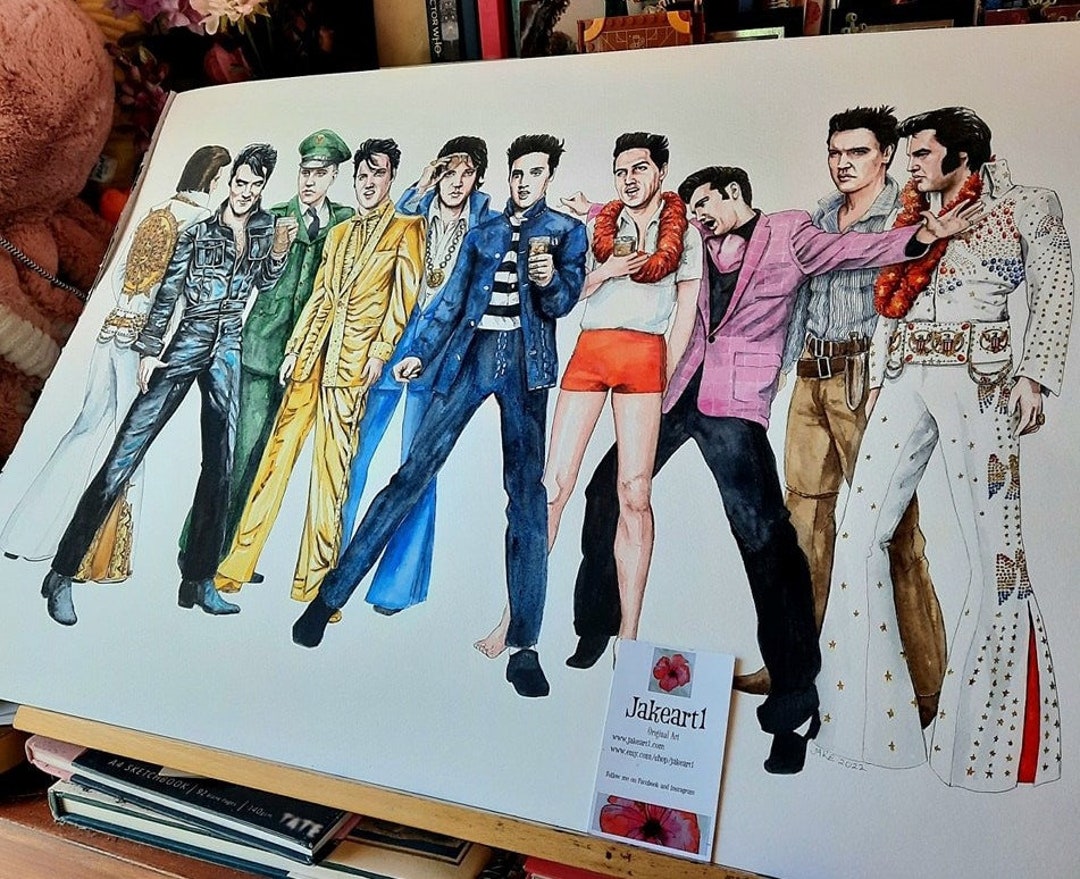 Elvis Presley Iconic Outfits Original Art Print - Etsy UK
