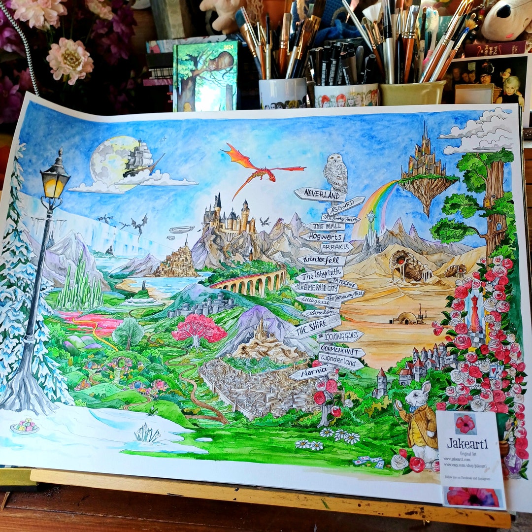 Fantasy Landscape Signpost Original Art Print - Etsy