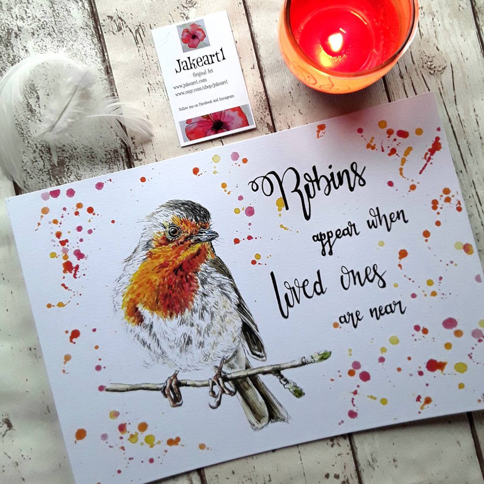 Robin Quote Original Art Print Robins Appear When Loved Ones | Etsy UK