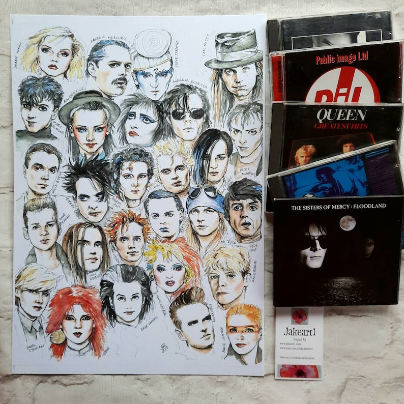 Retro 80s music original art print wall decor | Etsy