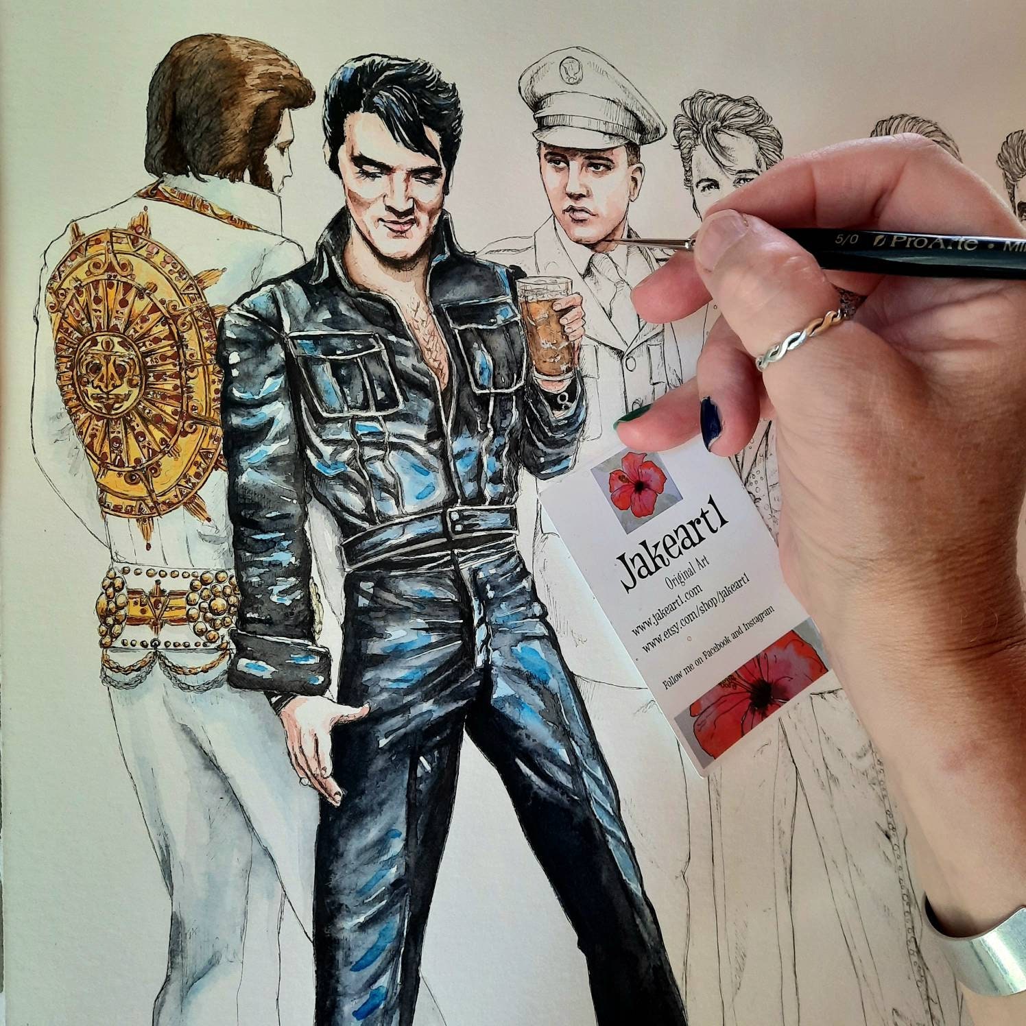 Elvis Presley Iconic Outfits Original Art Print - Etsy UK