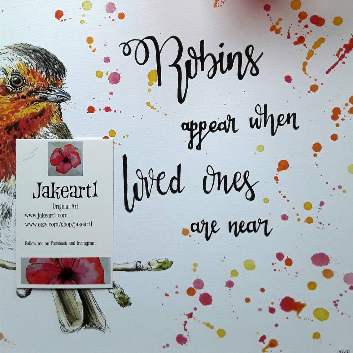 Robin quote personalised original art print robins appear when | Etsy
