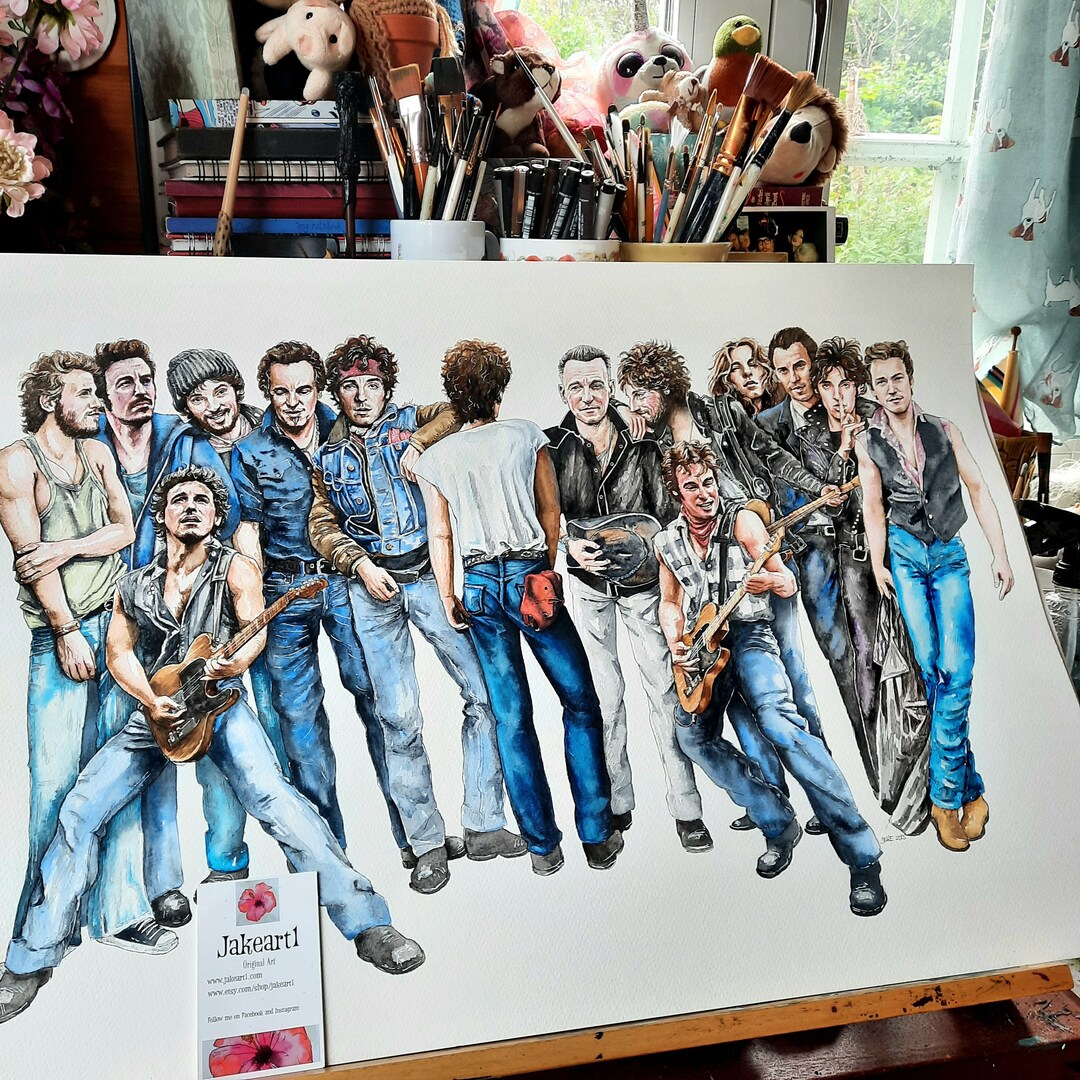 Bruce Springsteen the Boss Portraits Iconic Looks Original Art Print ...