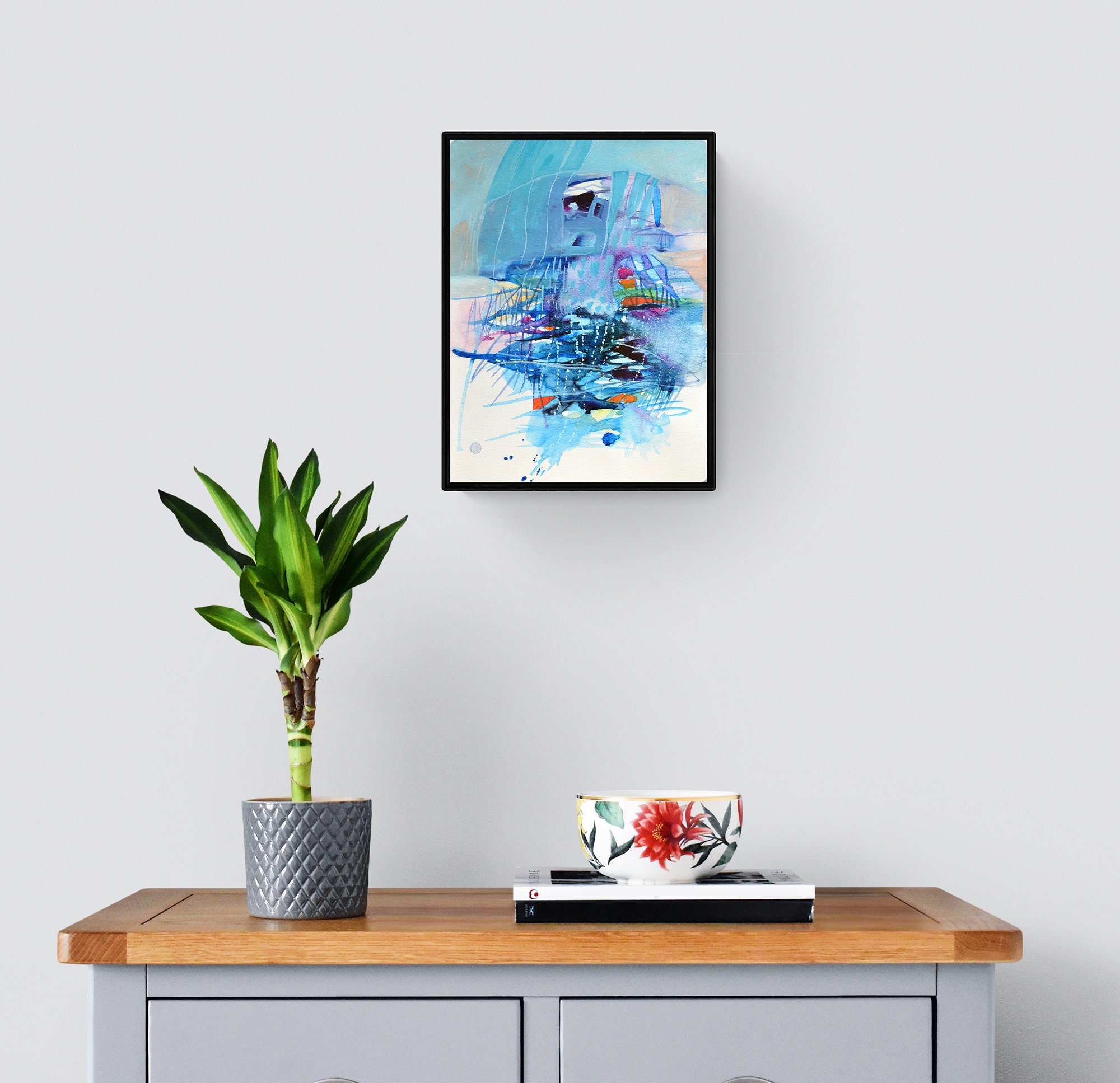 Navy Abstract Art, Original Watercolor Artwork - Etsy