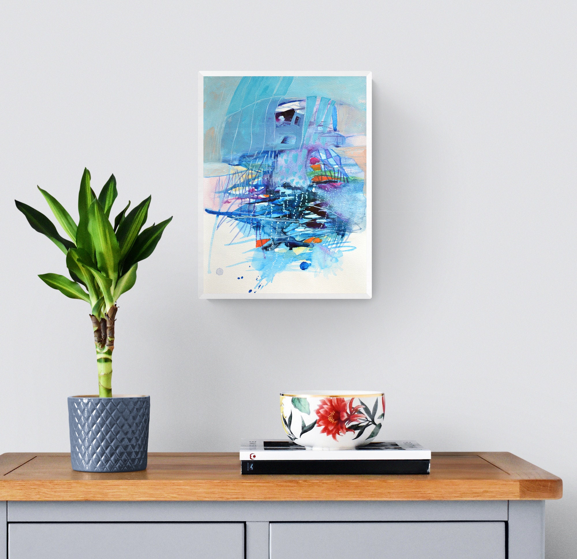 Navy Abstract Art, Original Watercolor Artwork - Etsy