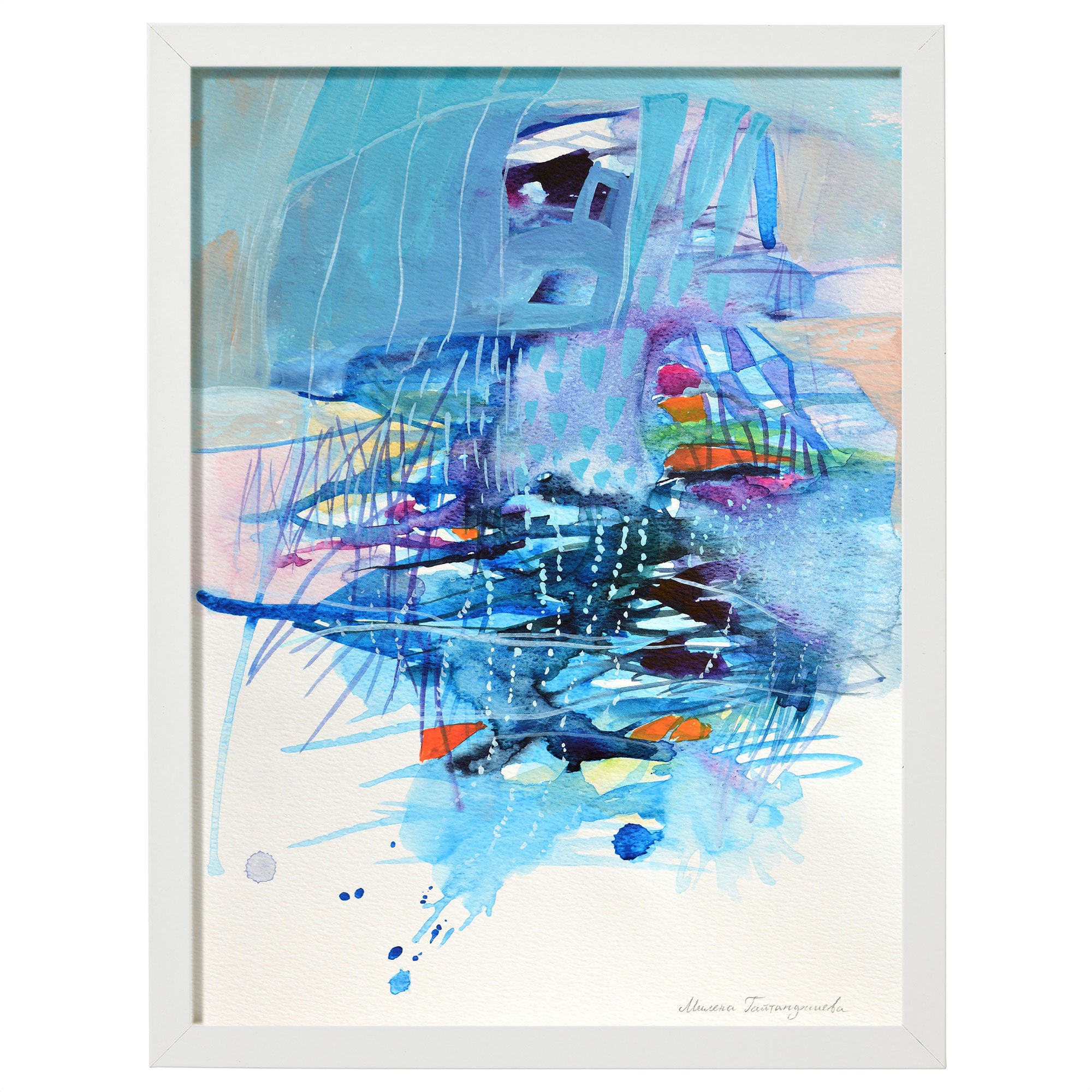 Navy Abstract Art, Original Watercolor Artwork - Etsy