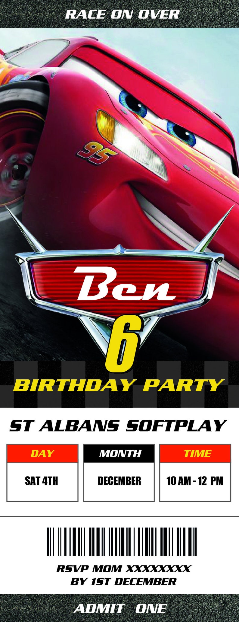 Disney Pixar Cars Birthday Invitation Cars Invitations Cars - Etsy