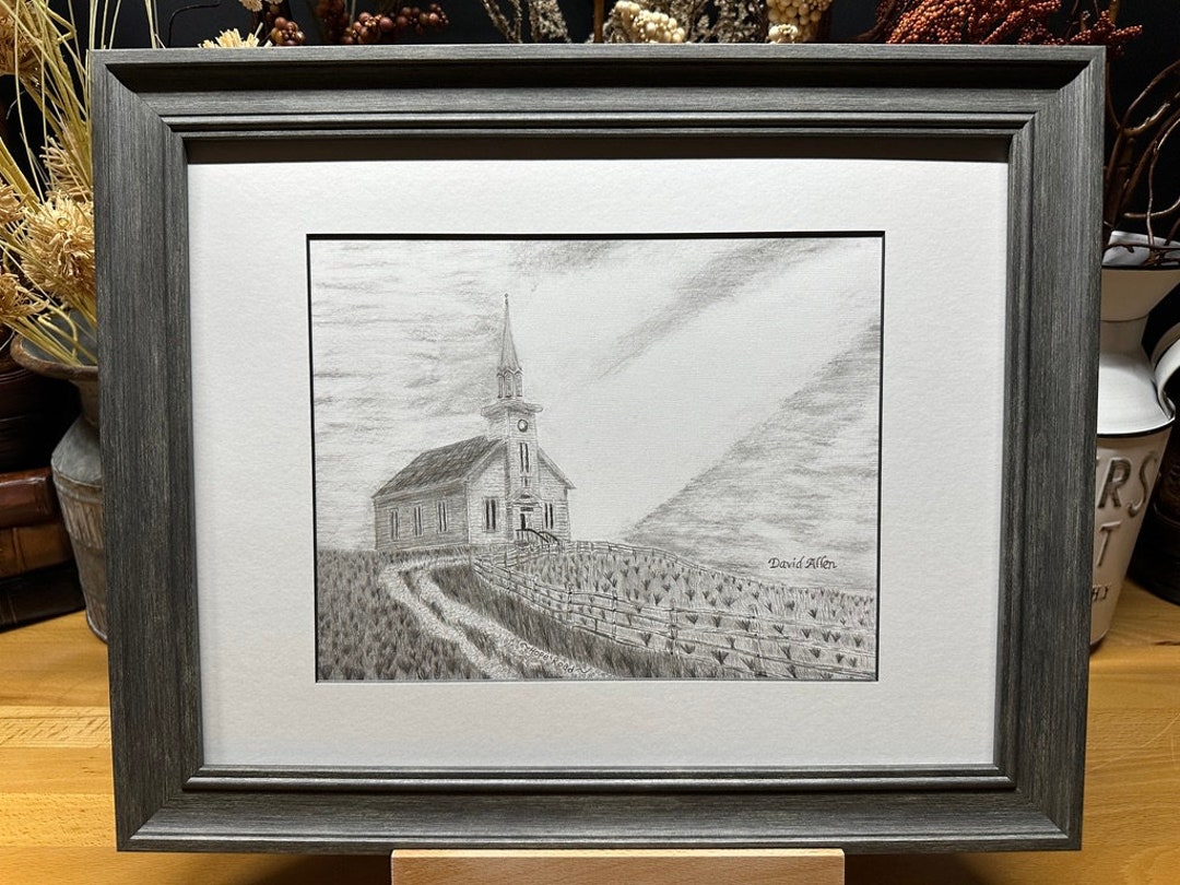 Church Christian Religion Religious Graphite Pencil Art Sketch Drawing ...