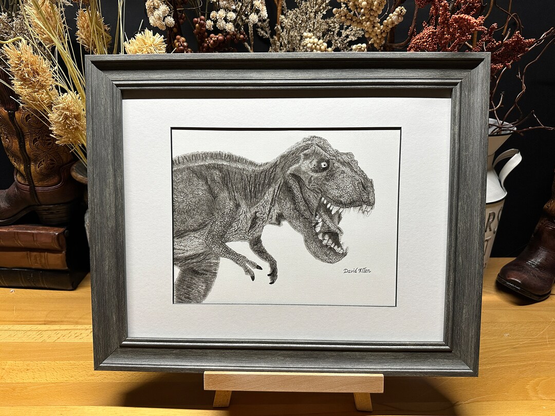 Tyrannosaurus Rex T-REX Dinosaur Graphite Pencil Art Sketch Drawing ...