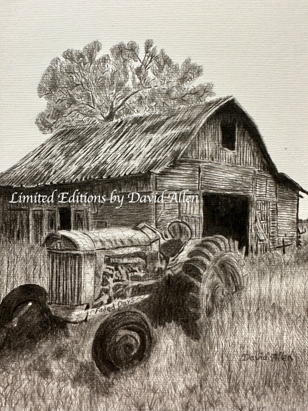 Old Tractor Barn Farm Ranch Farming Graphite Pencil Art Sketch - Etsy