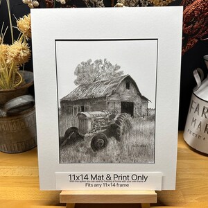 Old Tractor Barn Farm Ranch Farming Graphite Pencil Art Sketch Drawing ...