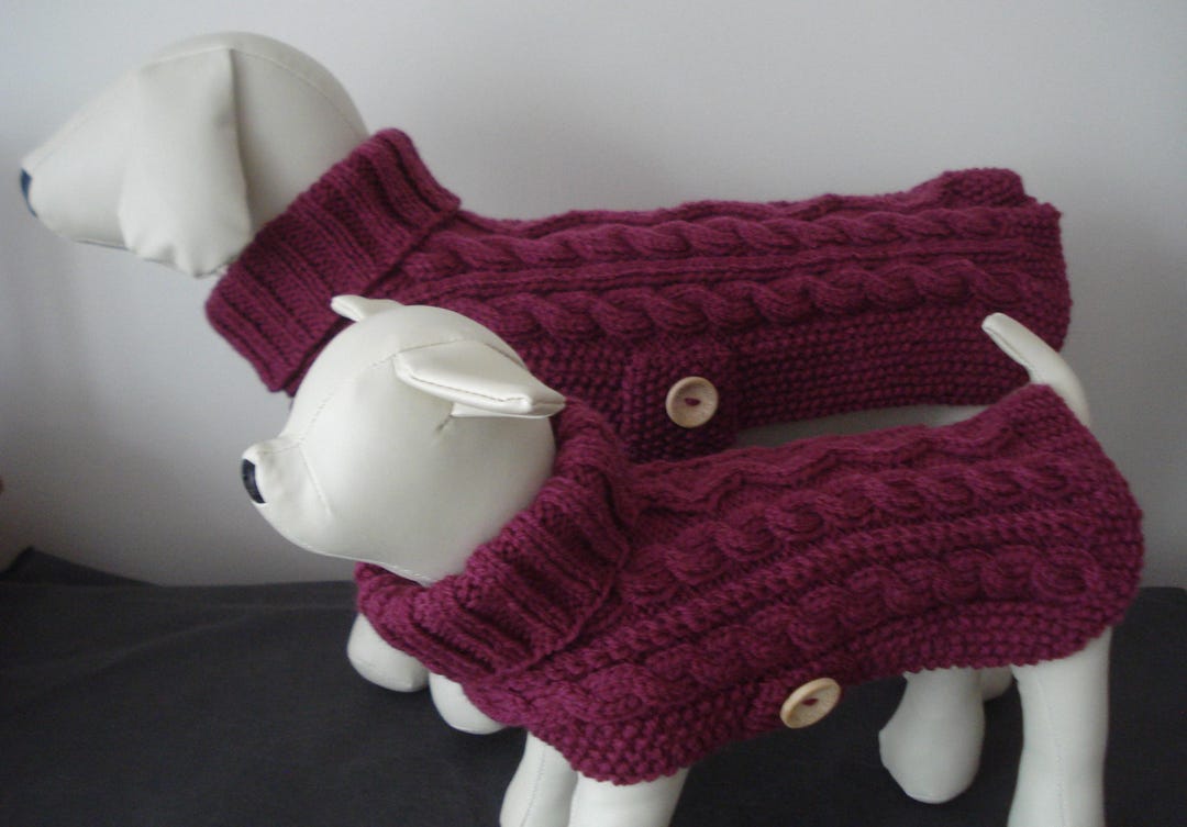 Hand Knitted Dog Coat: Raspberry Aran Wool Jumper - Etsy