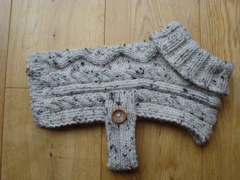 Handmade Tweed Small or Medium Dog Coat Jumper With Buttons and Cables ...