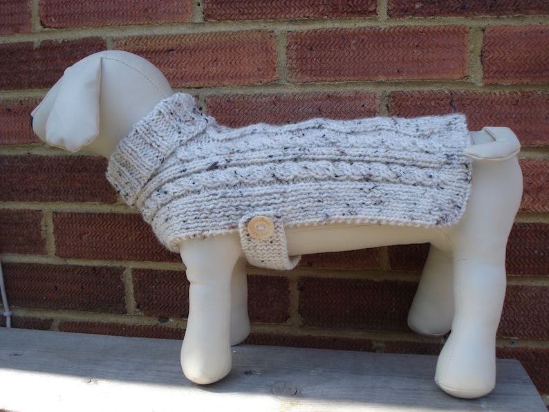Handmade Tweed Small or Medium Dog Coat Jumper With Buttons and Cables ...