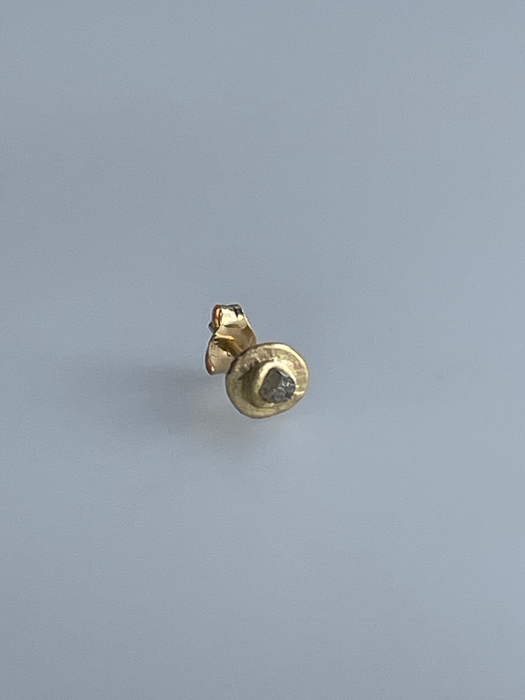 Rough Diamond 18k Gold Organic Stud Earring - Etsy