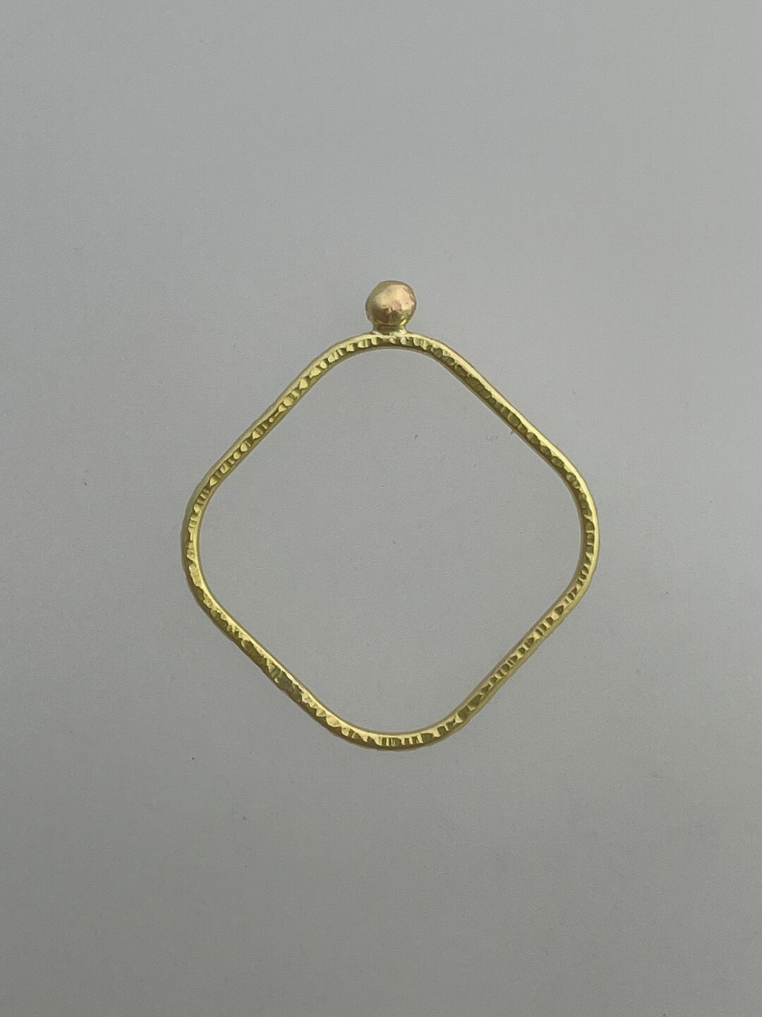 18k Solid Gold Square Ring With Gold Bead - Etsy