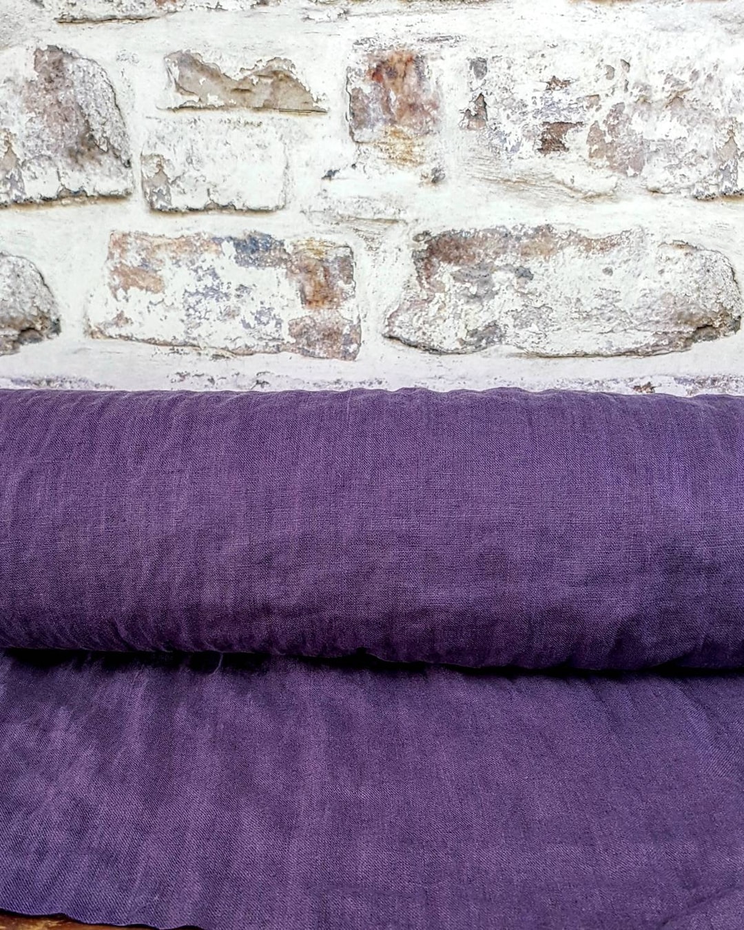 Washed Royal Purple Linen Fabric by the Meter, Softened Violet Natural ...