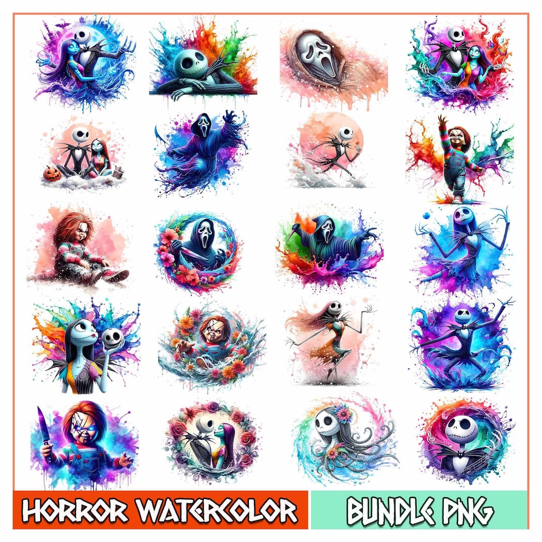 Splash Horror Characters PNG Bundle, Scary Movies Characters, Spooky ...